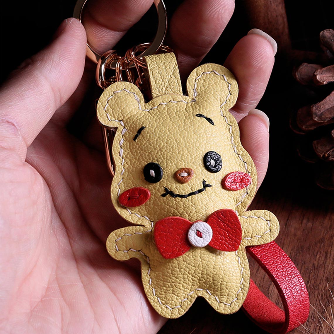 Popsewing® Sheep Leather Winnie Keychain Diy Kit