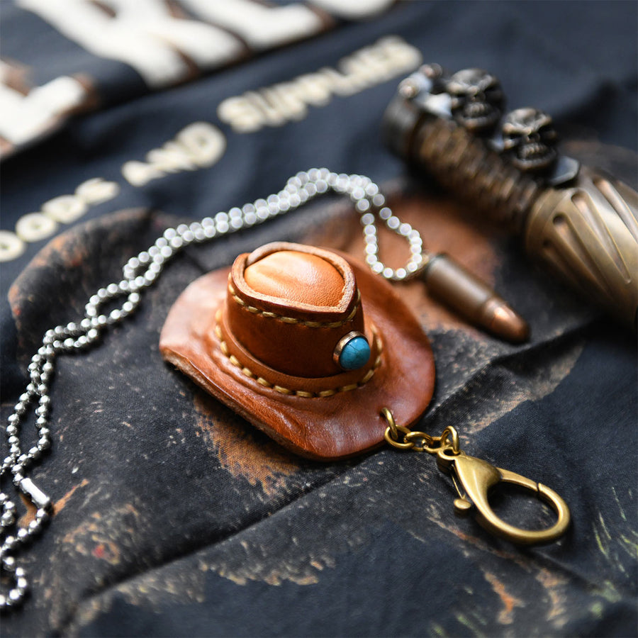 Handmade Leather Cowboy Hat Keychain – POPSEWING®