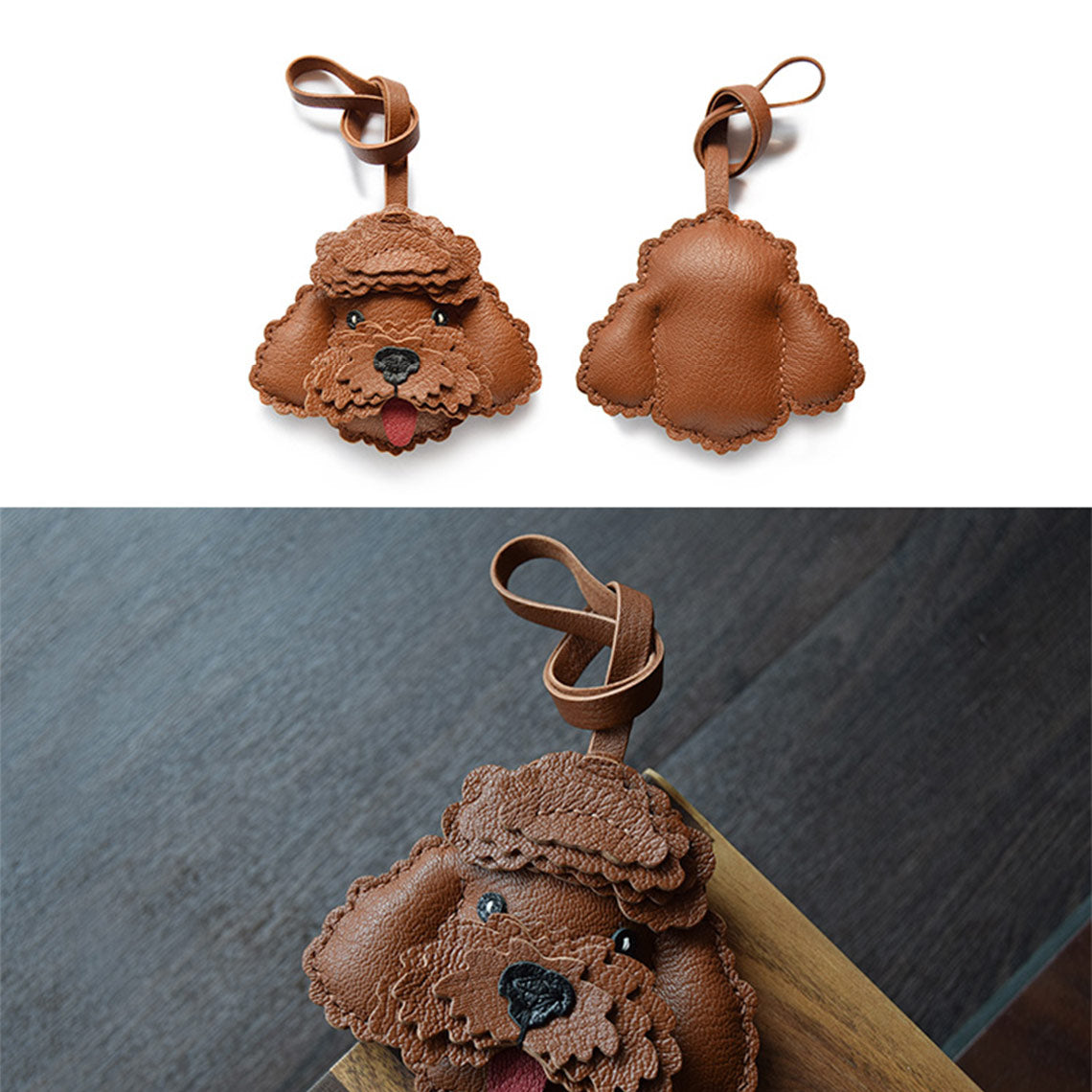 Teddy Dog Poodle Keychain Charm DIY Kits | Handmade Leather Projects ...