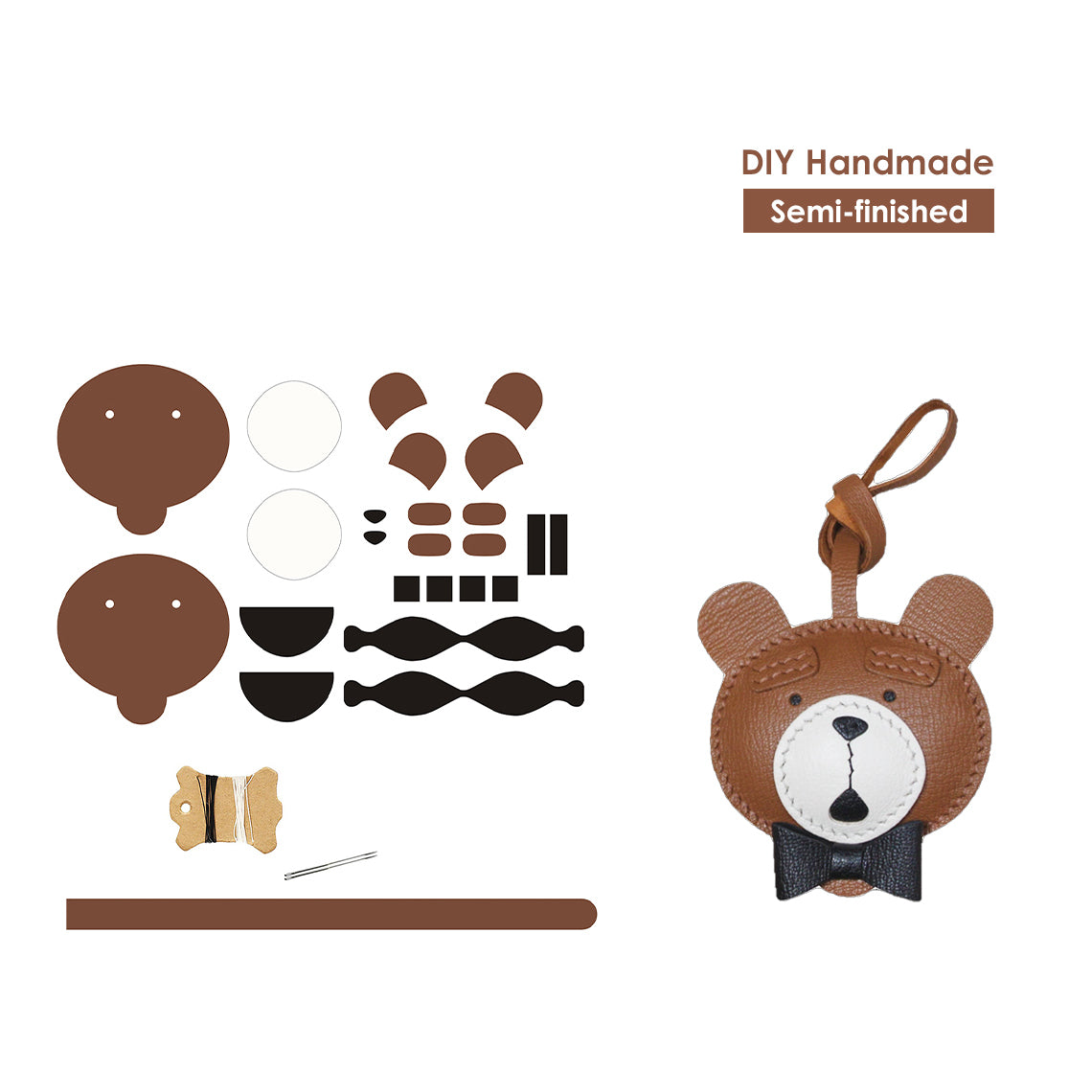 Double Faced Ted Keychain DIY Kits | Genuine Leather Patterns – POPSEWING®