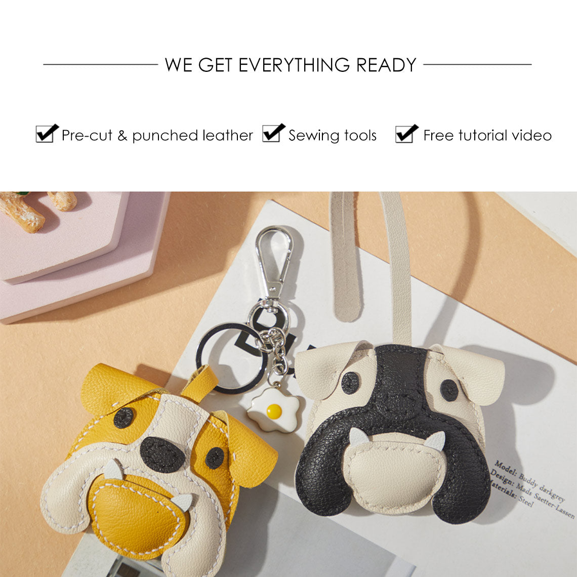 Leather Bulldog Keychain DIY Kits | DIY Gift Ideas for Dog Lovers ...
