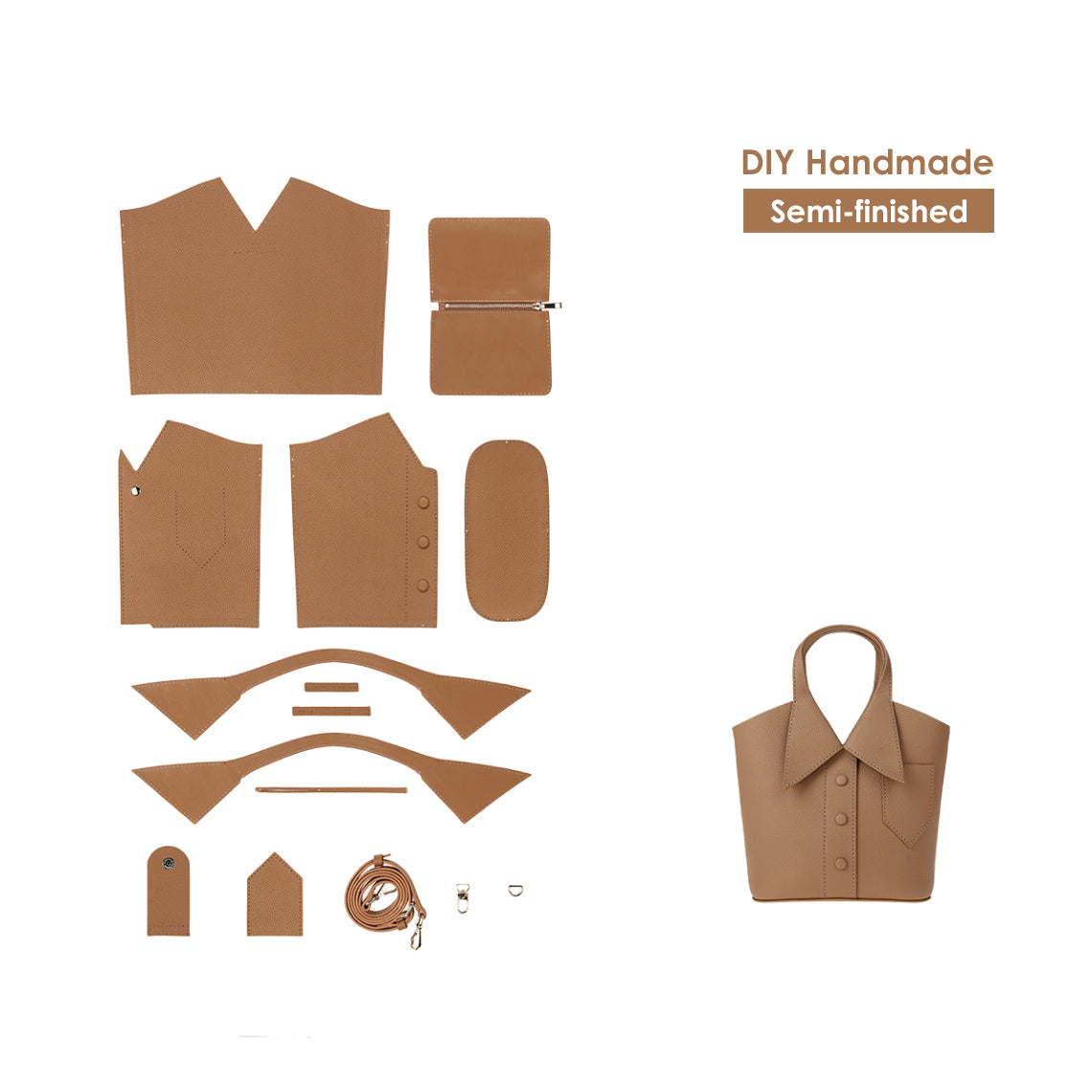 POPSEWING® Leather Collar Handbag DIY Kit | Bag Sewing Project