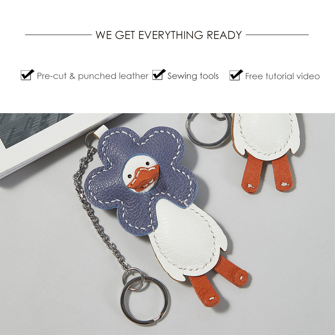 Happy Duck Leather Keychain | DIY Keychain Kits – POPSEWING®