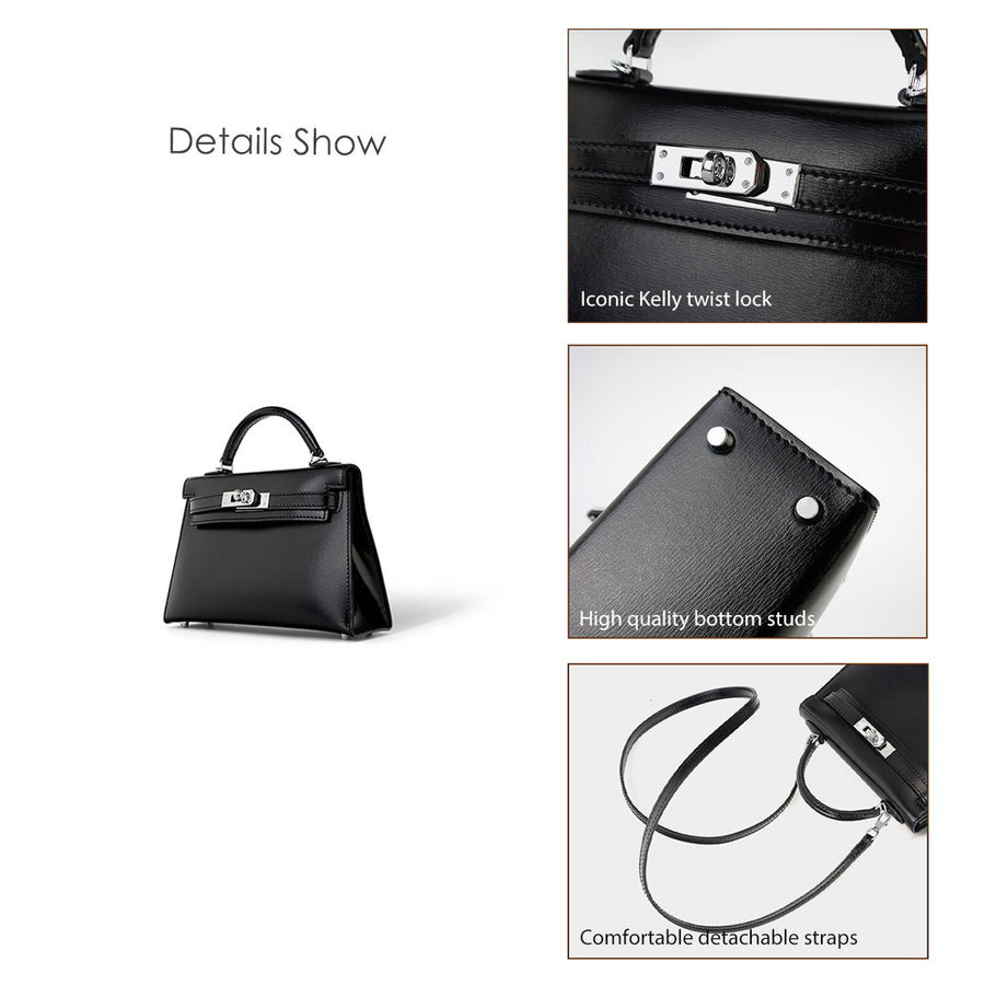 Black Leather Inspired Mini Designer Bag | Luxury Small Handbag ...