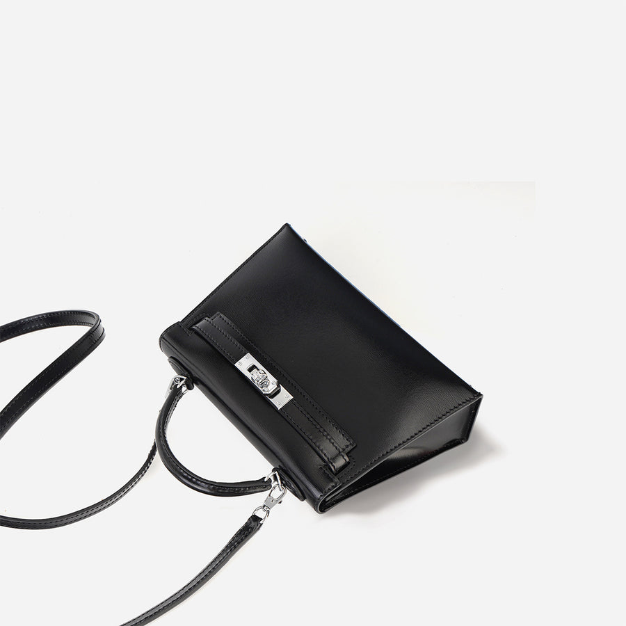 Black Leather Inspired Mini Designer Bag | Luxury Small Handbag ...