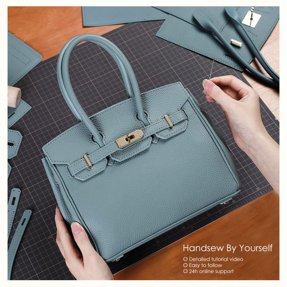 Top Grain Leather Birkin Bag DIY Kit - Birkin Inspired Bag – POPSEWING®