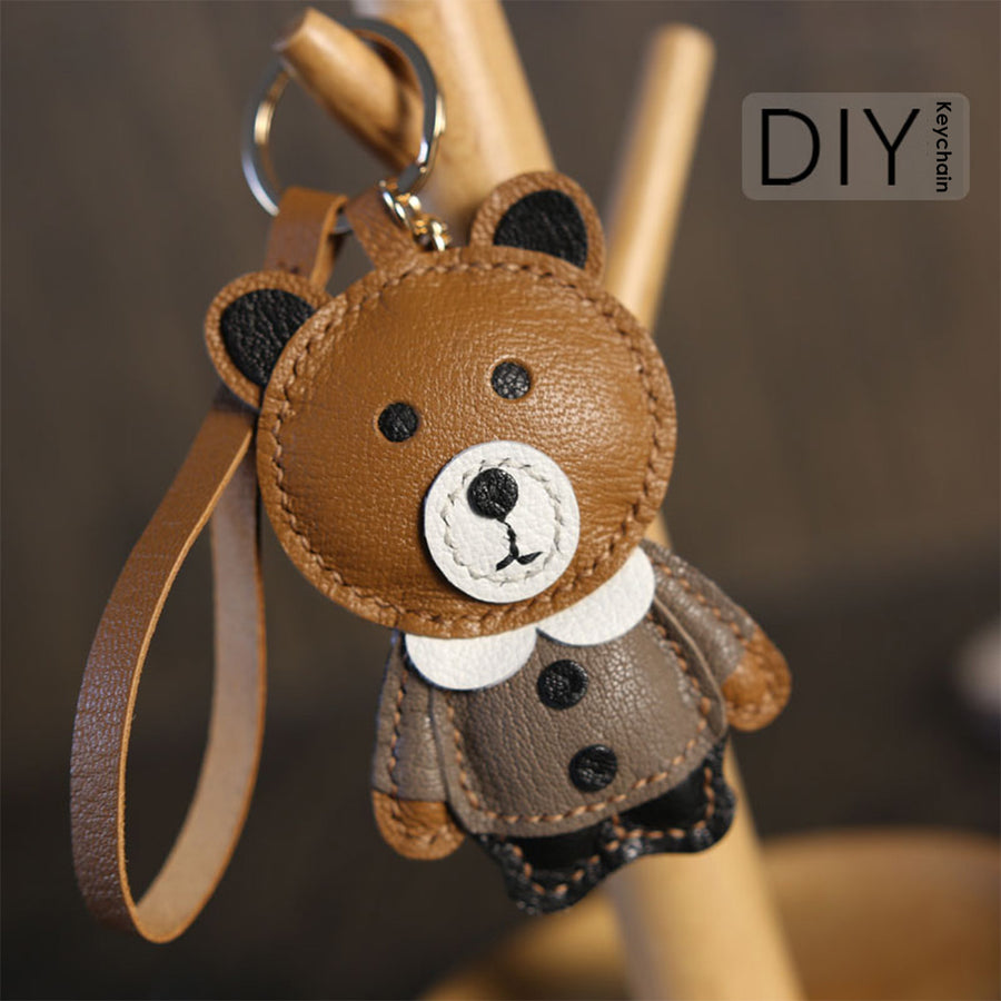 Leather Brown Bear Keychain Making Kit | Cute DIY Keychain Kits ...