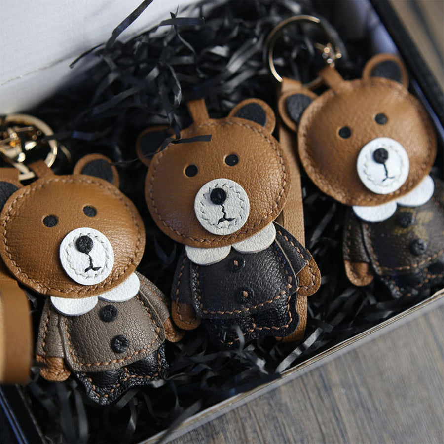 Leather Brown Bear Keychain Making Kit | Cute DIY Keychain Kits ...