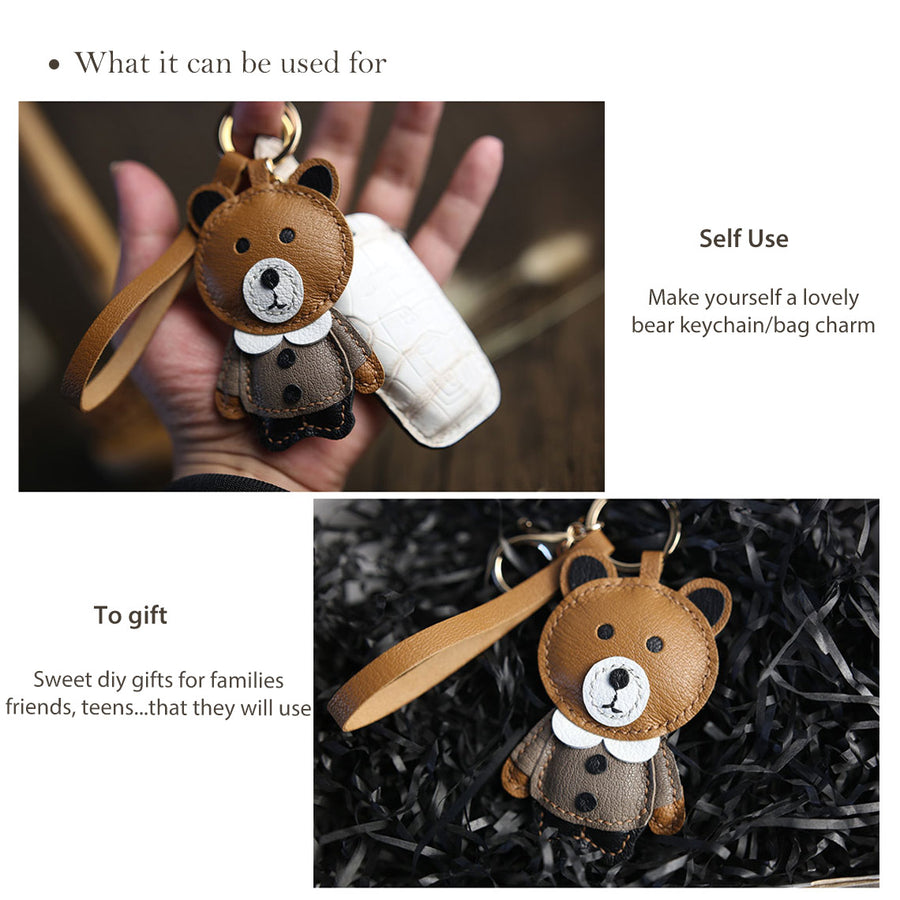 Leather Brown Bear Keychain Making Kit | Cute DIY Keychain Kits ...
