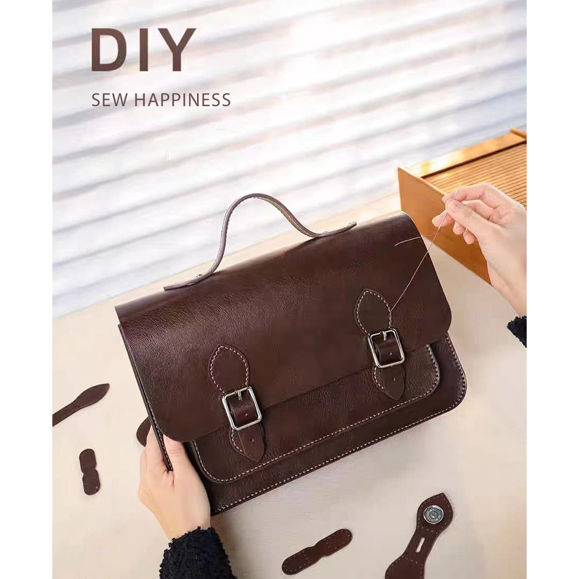 Men Messenger Satchel Bag DIY Kit | Do It Yourself Bags Leather Kits ...