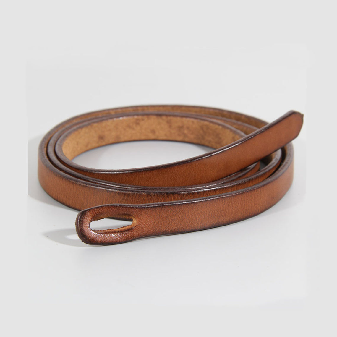 Full Grain Leather Skinny Dress Belt for Women No Buckle Leather ...