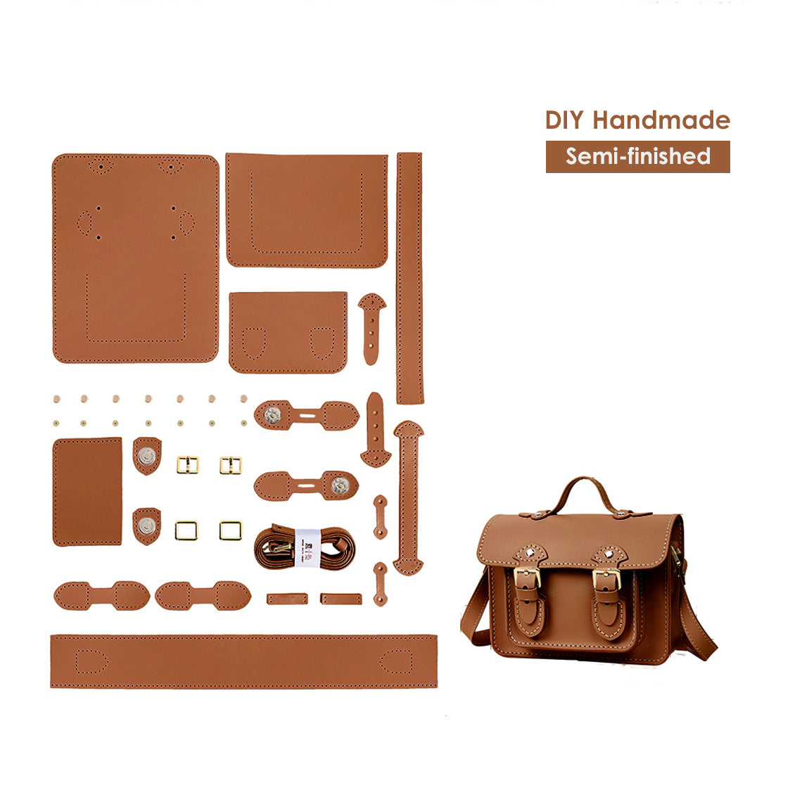Small Satchel Bag DIY Kit Leather Crossbody Messenger Bag – POPSEWING®